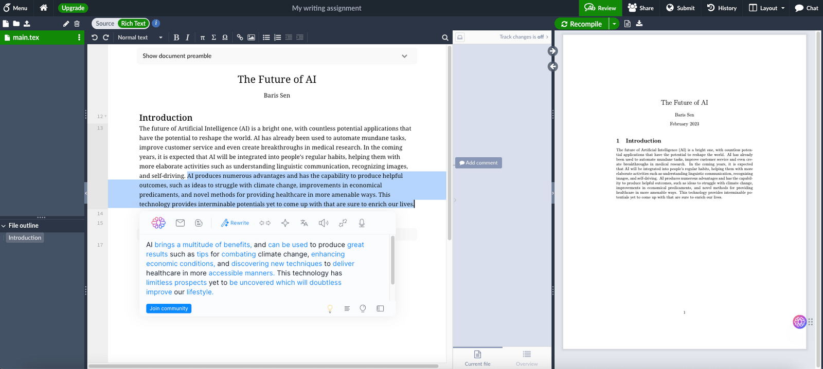 Overleaf Integration - TextCortex AI